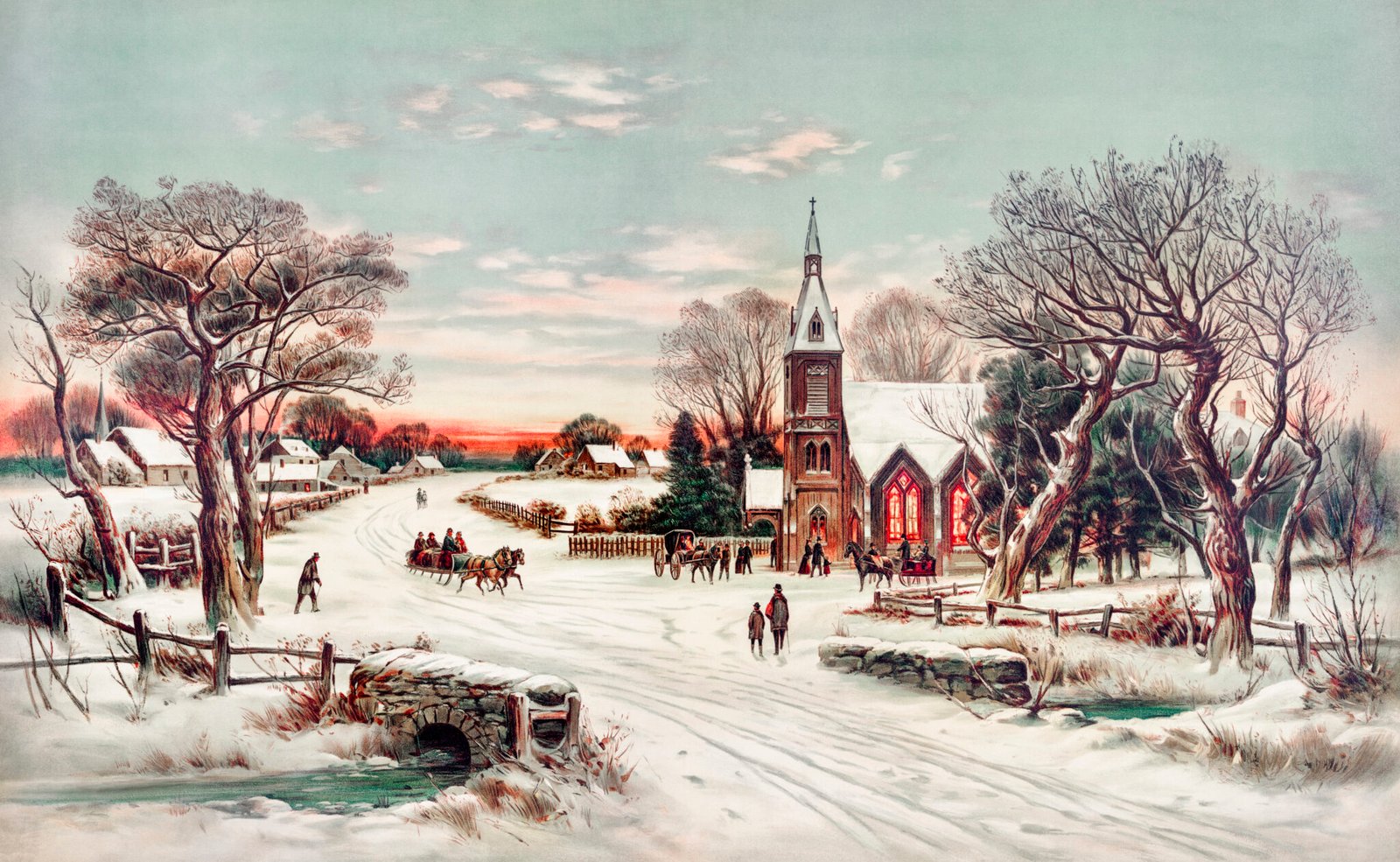 Free Printables: Vintage Winter Scenes